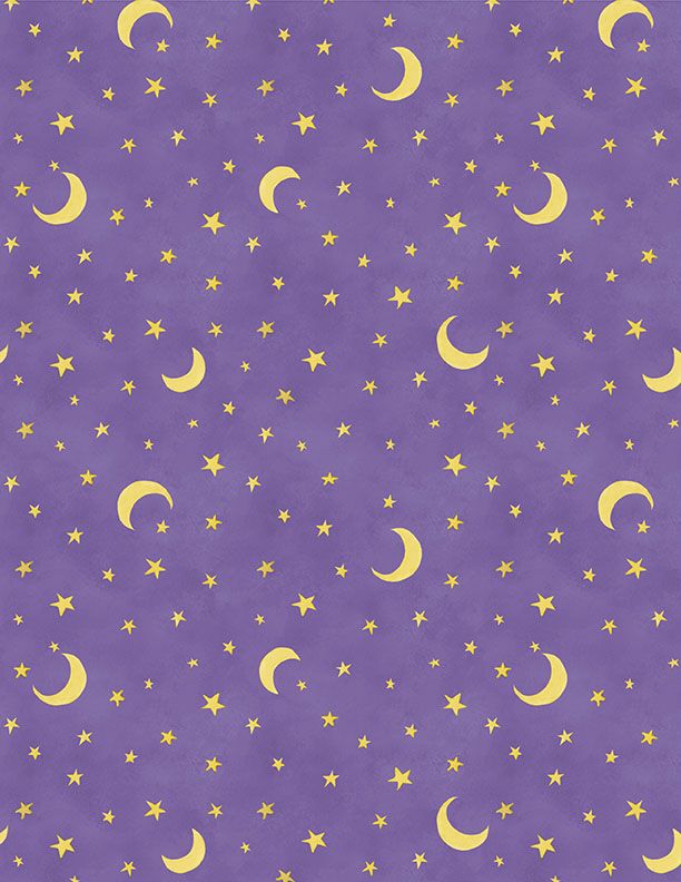 Stars & Moons Toss Purple Quilt Cotton | Wilmington Prints