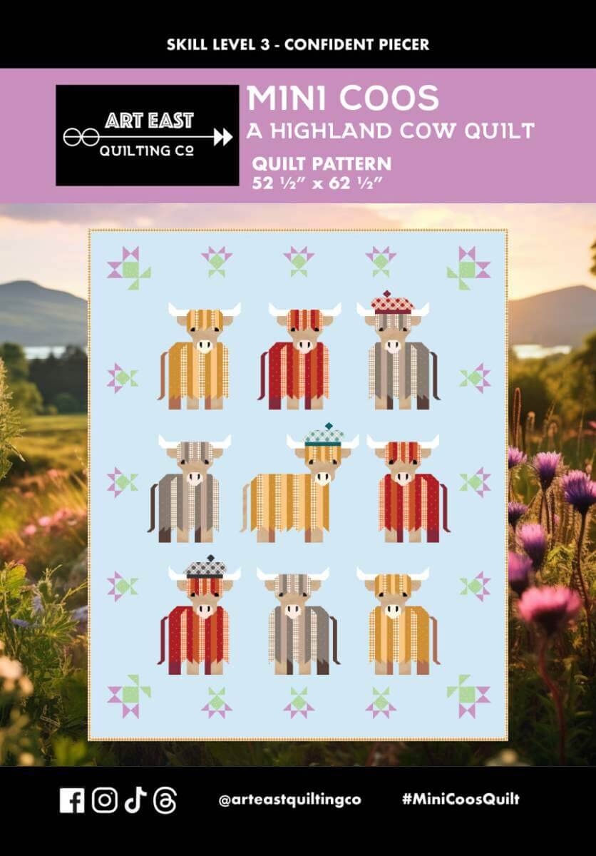 Pattern Mini Coos Quilt - Adorable Highland Cow Design